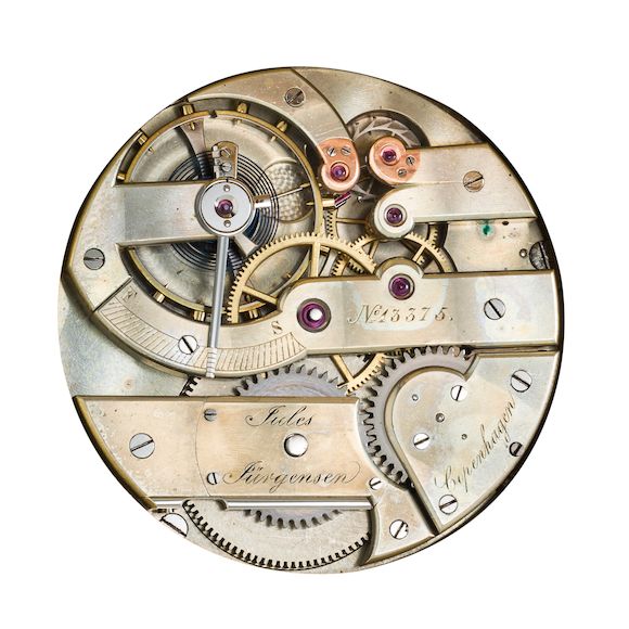 Bonhams : Jules Jurgensen, Copenhagen. A fine 18K gold hunter case keyless lever watch with bow ...