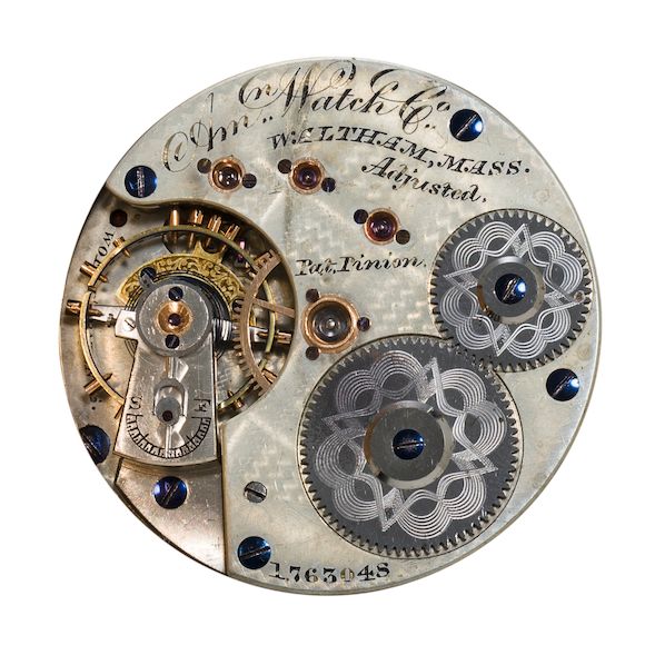 Bonhams : Waltham. A fine 18K gold box hinge hunter cased watch with ...