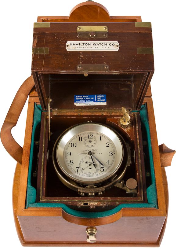 Bonhams : A 4 inch U.S. Navy 48 hour chronometer 12-3/4 x 10-1/4 x 9-1/ ...
