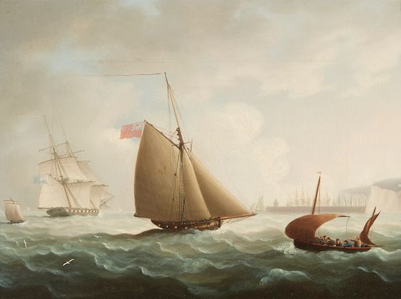 Bonhams : Thomas Buttersworth (British, 1768-1828) A naval cutter, brig ...