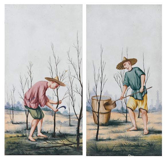 Bonhams : A large pair of Continental enamel panels late 19th/early ...