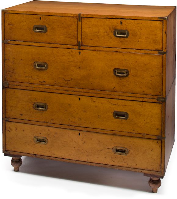 Bonhams : A large two part campaign chest 45 x 22 x 45-1/2 in. (114.3 x ...
