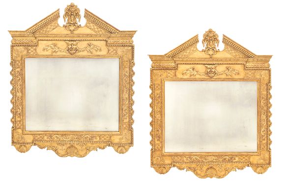 Bonhams : A pair of Palladian style carved giltwood mirrors