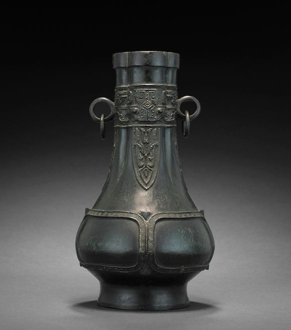 Bonhams : A cast bronze hu-form vessel Ming dynasty