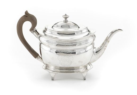 Bonhams : A George III sterling silver teapot and stand by Duncan ...