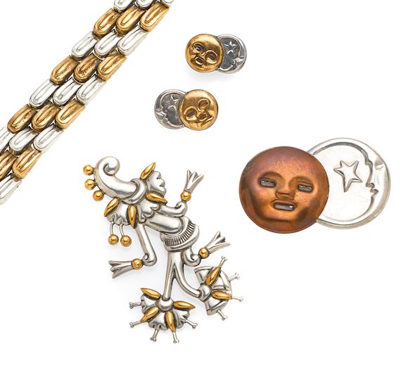 Bonhams : A collection of sterling silver and copper jewelry,