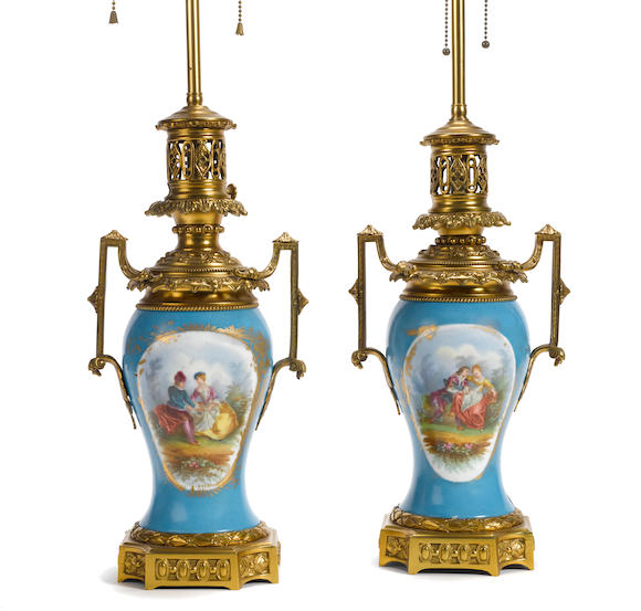Bonhams A Pair Of French Gilt Bronze Mounted Porcelain Lamps