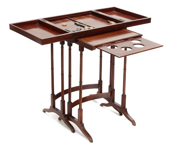 Bonhams : A Regency inlaid mahogany backgammon table fitted with a ...
