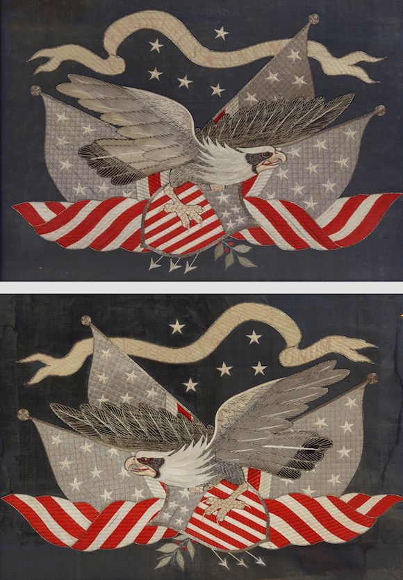 Bonhams : A pair of American embroidered panels