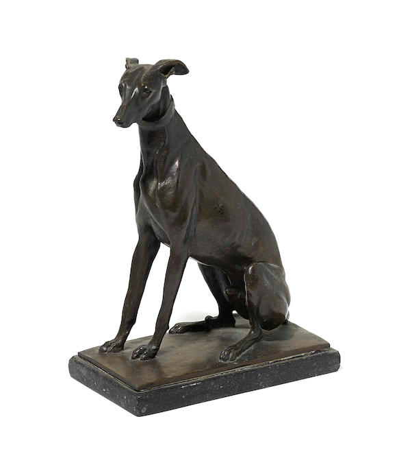 Bonhams A French Patinated Bronze Figure Of A Seated Greyhound