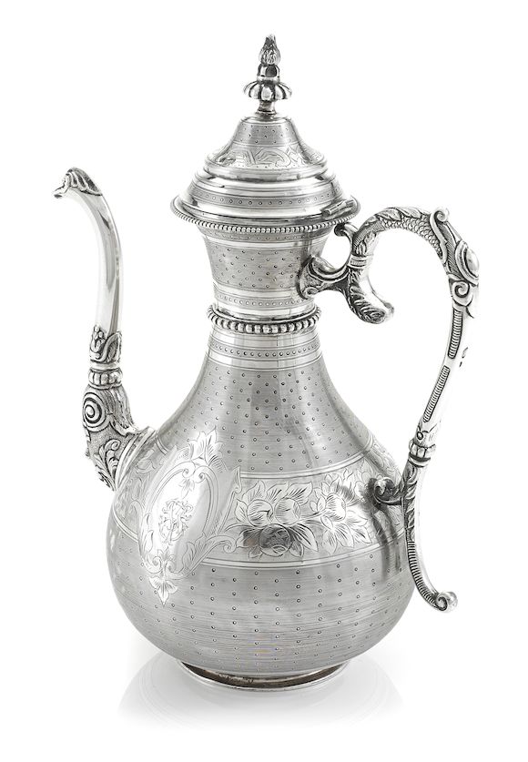 Bonhams : An Ottoman silver ewer bearing assay, sah and tughra marks ...