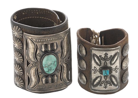Bonhams : Two Navajo bow guards