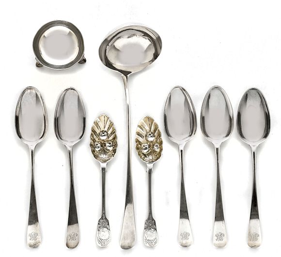 Bonhams : An assembled group of English sterling silver flatware and ...