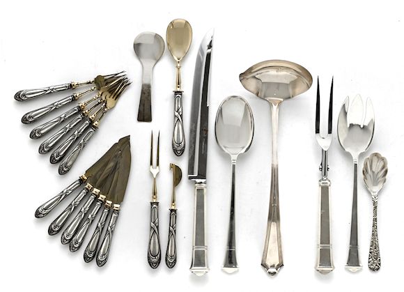 Bonhams : An assembled group of American and German silver flatware by ...