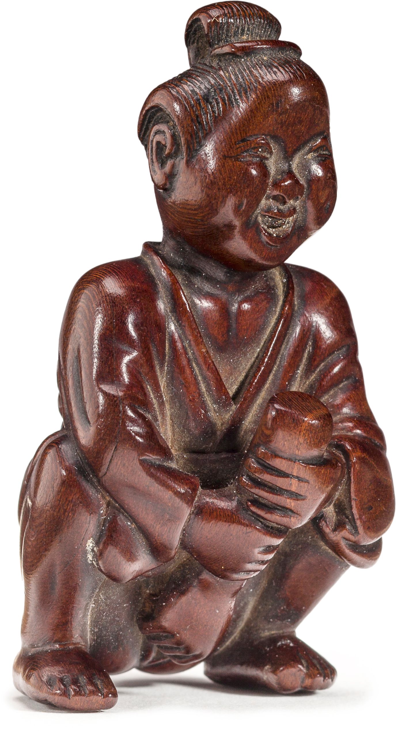 Bonhams : An erotic wood netsuke of Okame By the Deme family, Edo ...