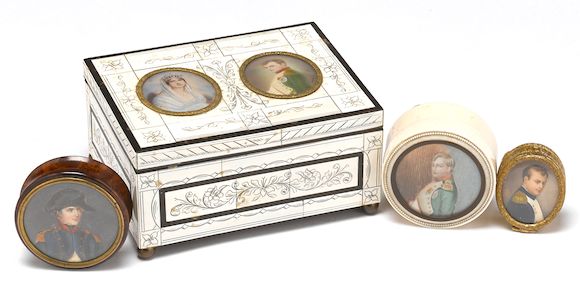 Bonhams : A music box and three table boxes with portraits of Napoléon ...