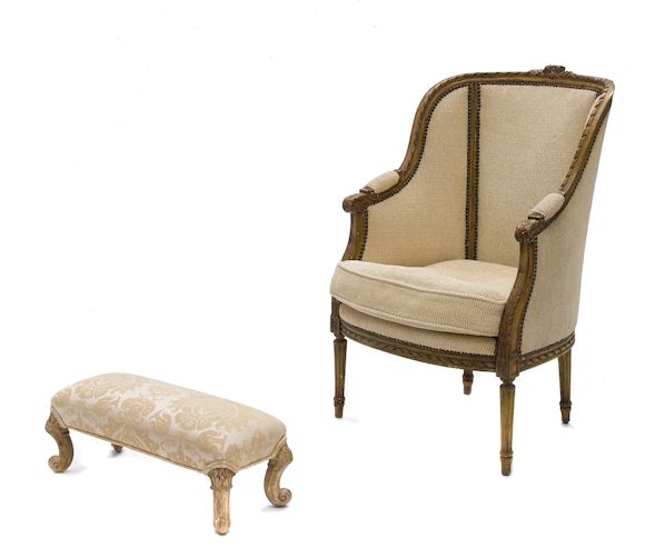 Bonhams : A Louis XVI style paint decorated bergère together with a ...