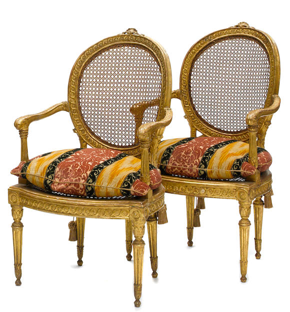 Bonhams A Pair Of Continental Neoclassical Carved Giltwood And Cane