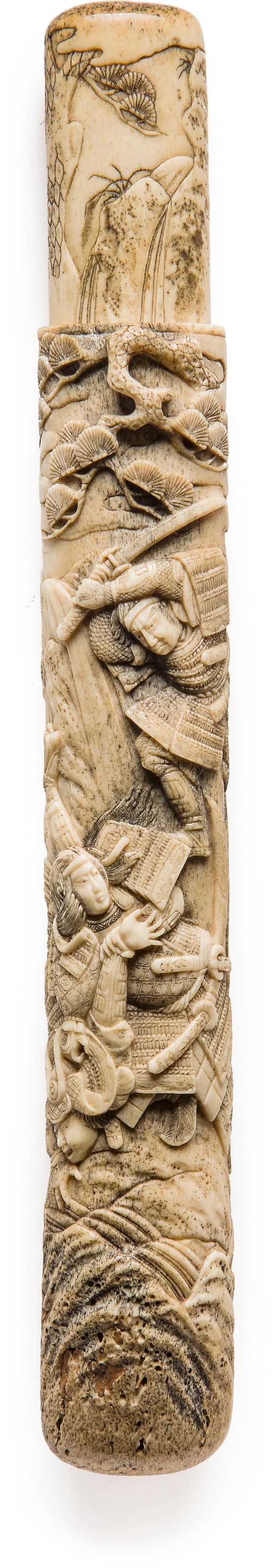 Bonhams : A stag-antler kiseruzutsu (pipe case) Edo period (19th century)