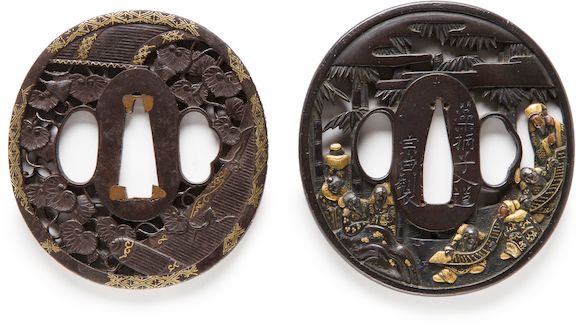 Bonhams : An iron sukashi tsuba and a Soten-school tsuba The second by ...