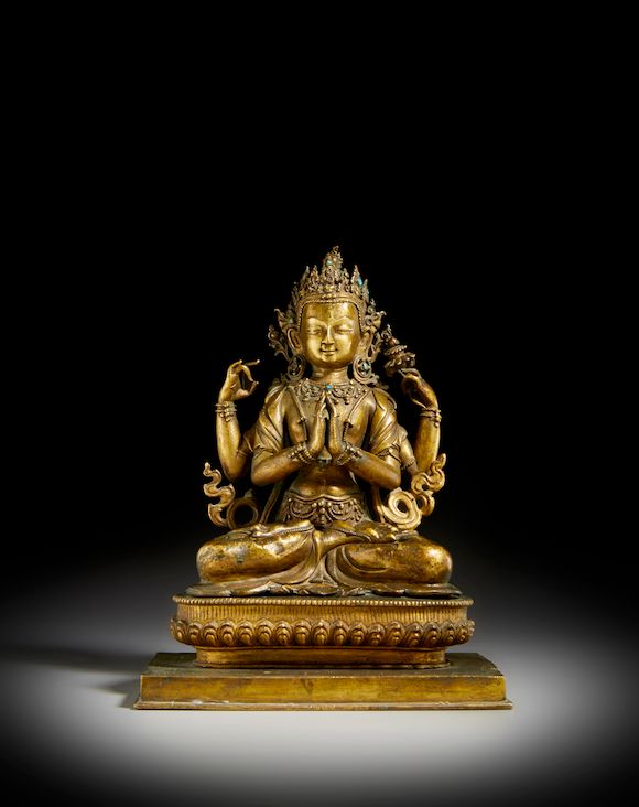 Bonhams : A copper alloy figure of Avalokiteshvara Shadakshari Nepal ...