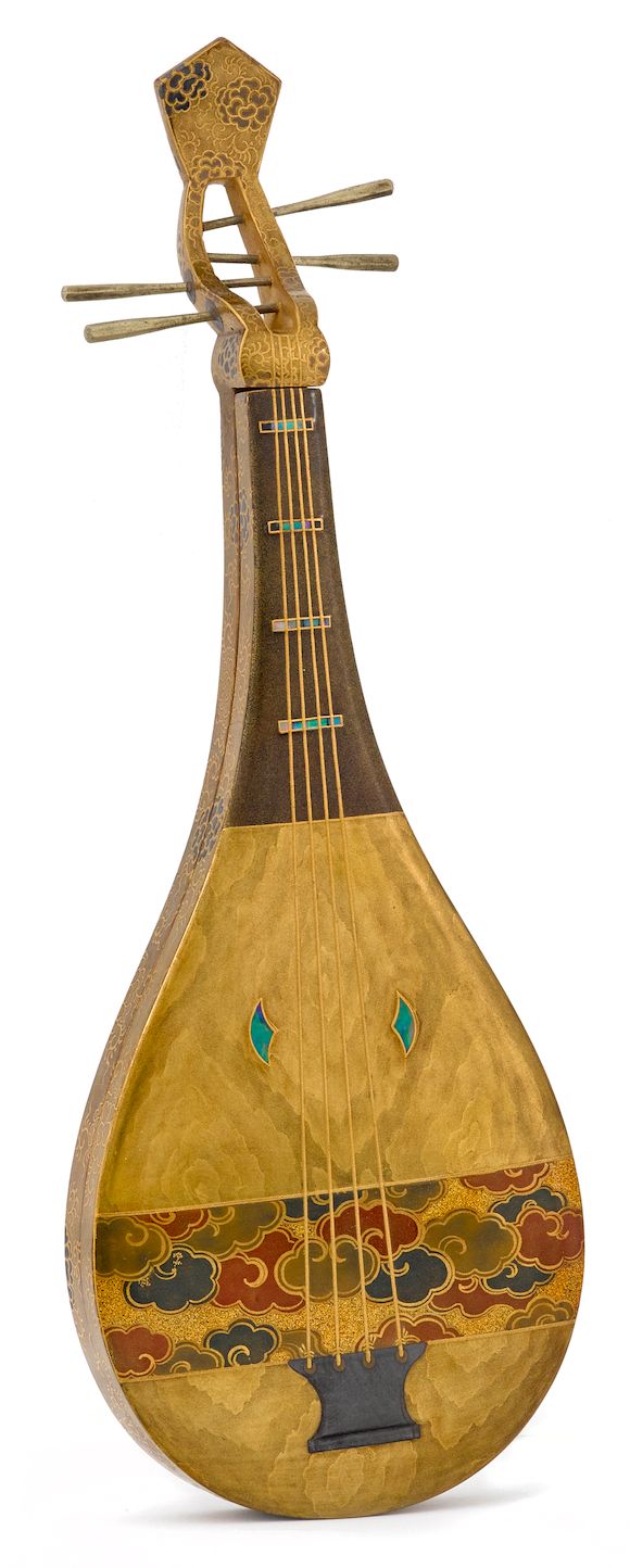 Bonhams : A lacquer biwa-form kogo (incense container) Meiji era (late ...