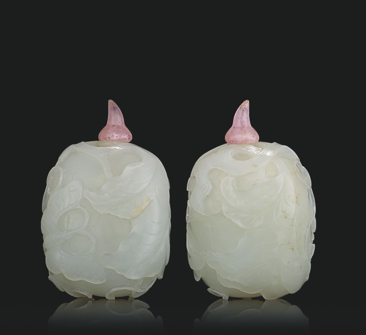 Bonhams : A white jade melon form snuff bottle 18th century