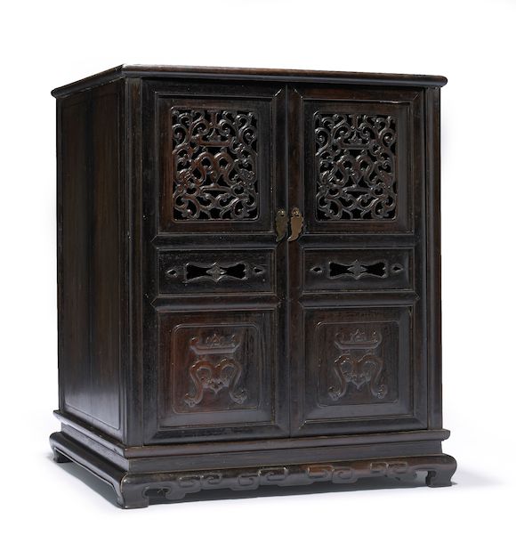 Bonhams : A zitan shrine cabinet, shen kan 18th century