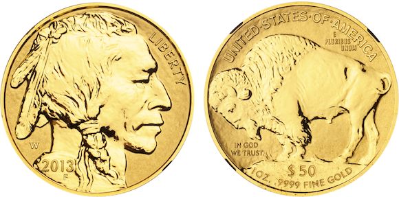 Bonhams : 2013-W 50 One-Ounce Gold Eagle Reverse Proof 70 NGC