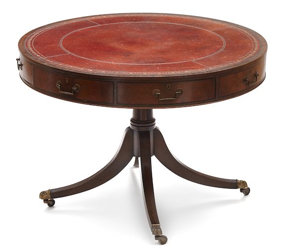 Bonhams : A Regency style mahogany revolving drum table early 20th century