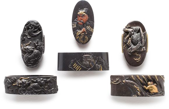 Bonhams : Three mixed-metal fuchi-gashira The second by Norikiyo, the ...