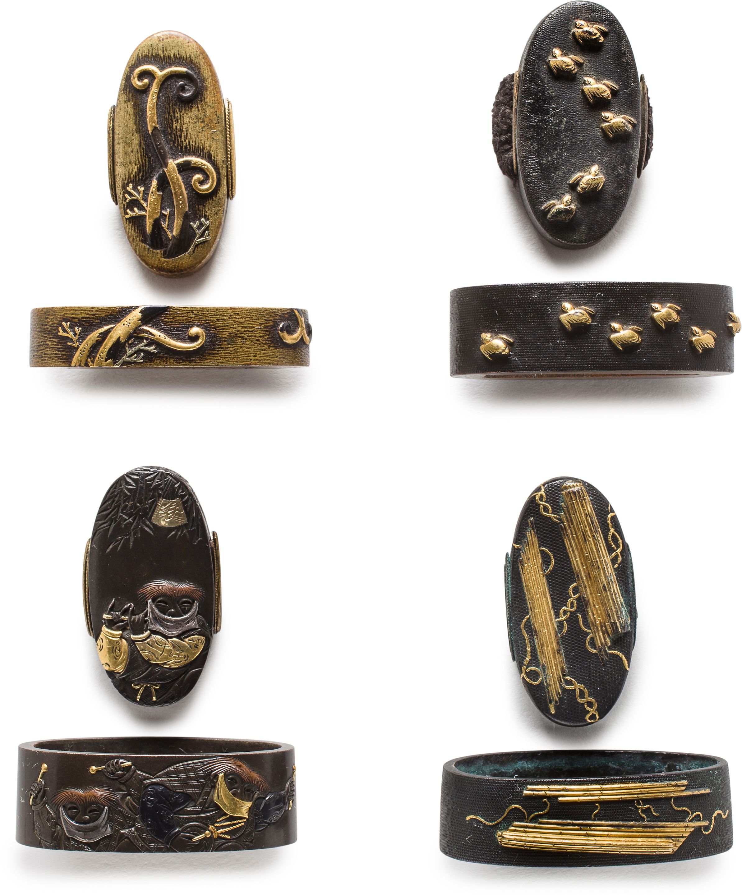 Bonhams : A Nara fuchi-gashira, a Hamano fuchi-gashira and two shakudo ...