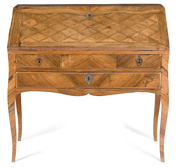 Bonhams : A Louis XV parquetry inlaid walnut slant front desk third ...