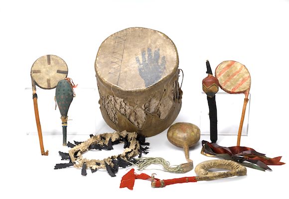 Bonhams : Eight Native American musical or ritual implements
