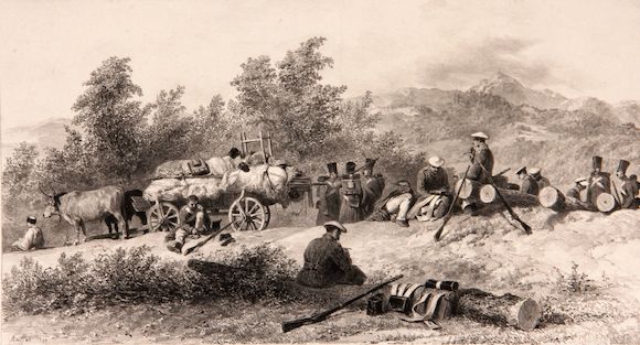 Bonhams : A group of lithographs (41 total) , maps (7 total) related to ...