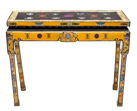 Bonhams : A cloisonne enamel side table