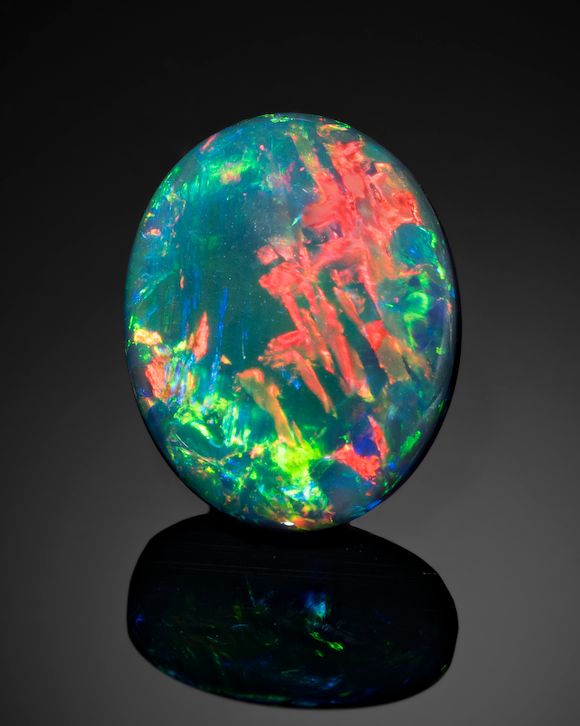 Bonhams : Very Fine Black Opal--"Chinese Writing Pattern"