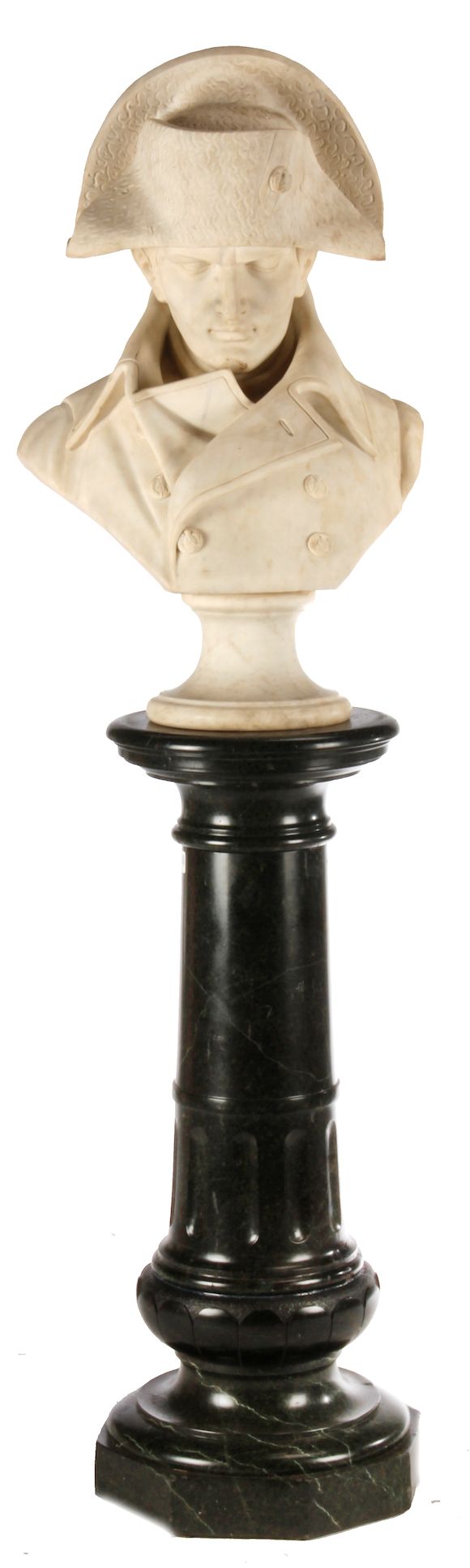 Bonhams : A marble bust of Napoleon on green marble pedestal