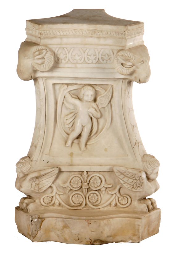 Bonhams : A Neoclassical style marble triangular pedestal