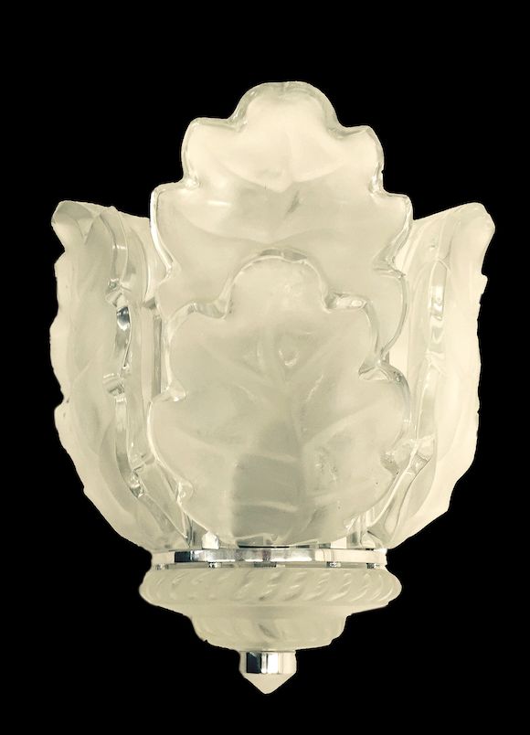 Bonhams : A Lalique glass and chrome wall sconce: Chêne 1000999designed ...