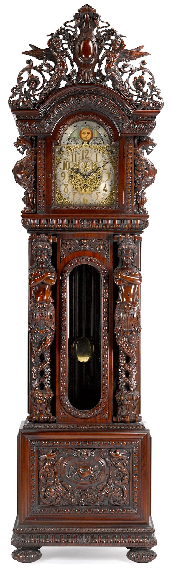 Bonhams : A remarkable Renaissance revival carved mahogany quarter ...