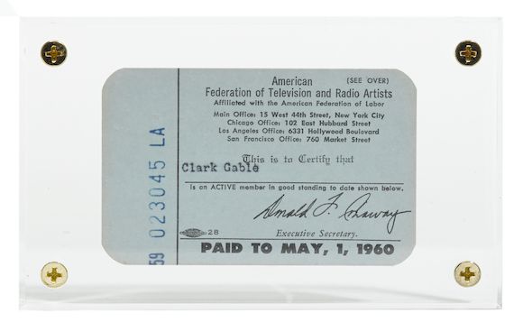 Bonhams : A group of three Clark Gable membership cards