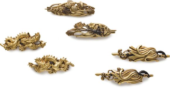 Bonhams : A pair of Ishiguro school gold menuki By Koretsune, Edo ...