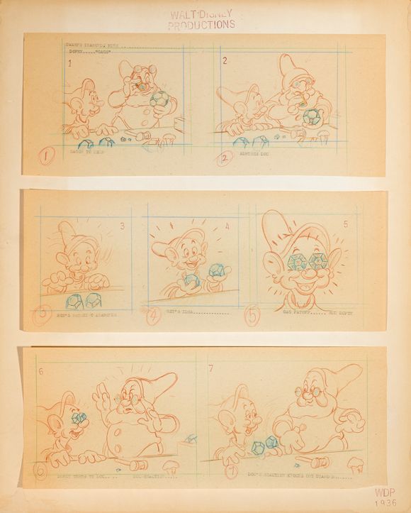 Bonhams : A collection of storyboard drawings from Snow White and the ...