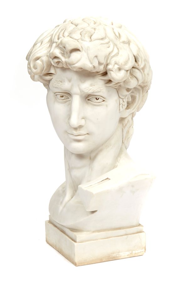 Bonhams : A Carrara marble bust of David