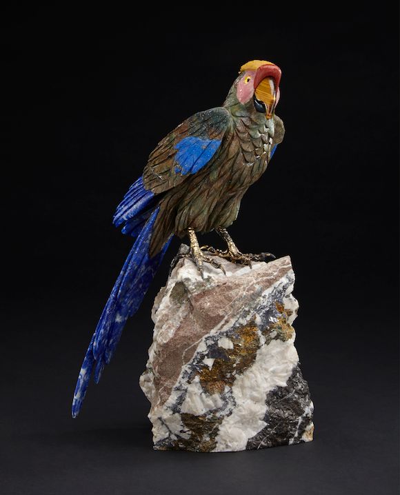 Bonhams : Carved Gemstone Parrot