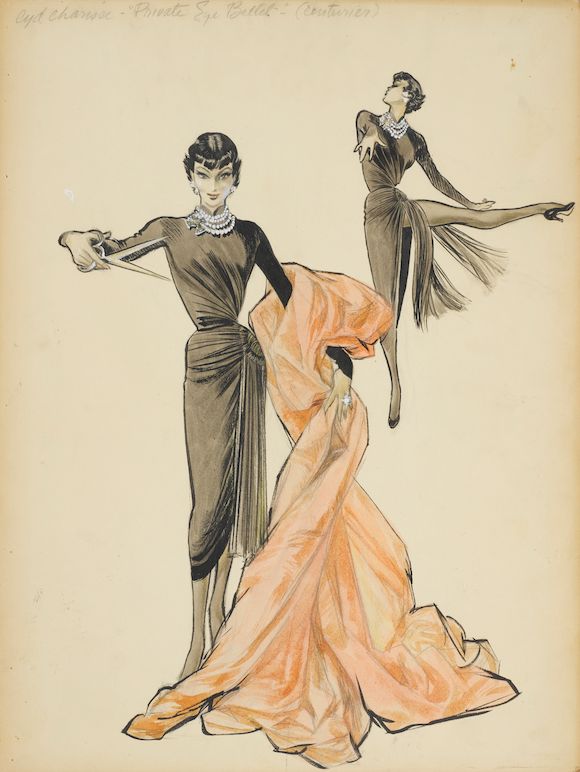 Bonhams : A group of three Mary Ann Nyberg costume designs for Cyd ...