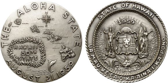 Bonhams : 1959 Official Hawaii Statehood Silver Medal