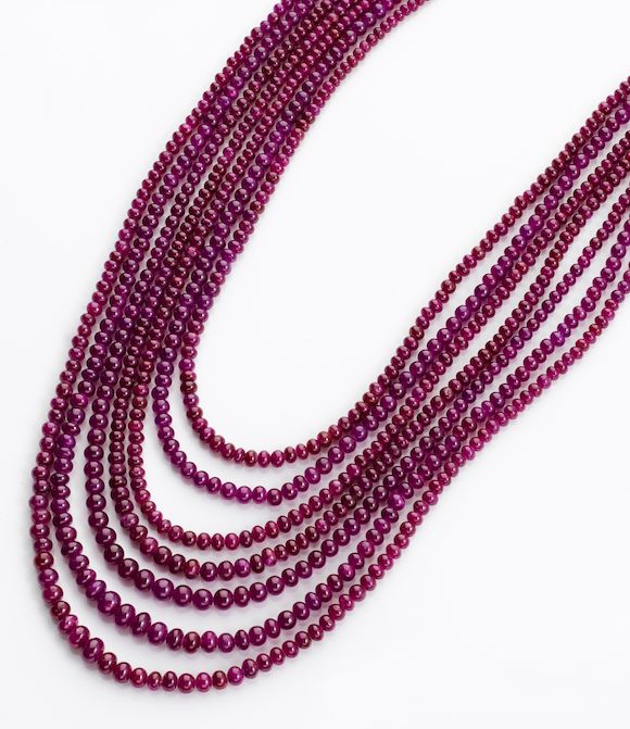 Bonhams : Multi Strand Ruby Necklace