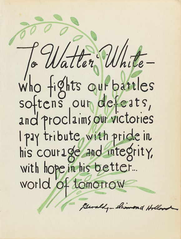 Bonhams : CIVIL RIGHTS AND THE NAACP. WHITE, WALTER FRANCIS. 1893-1955 ...